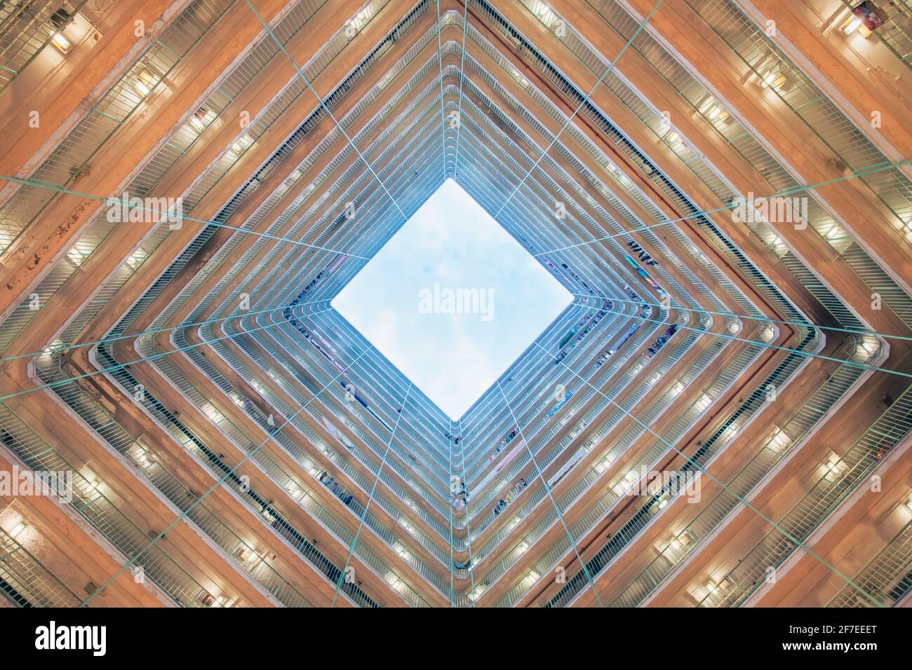 Abstract view of public housing estate in Hong Kong. geometric ...
