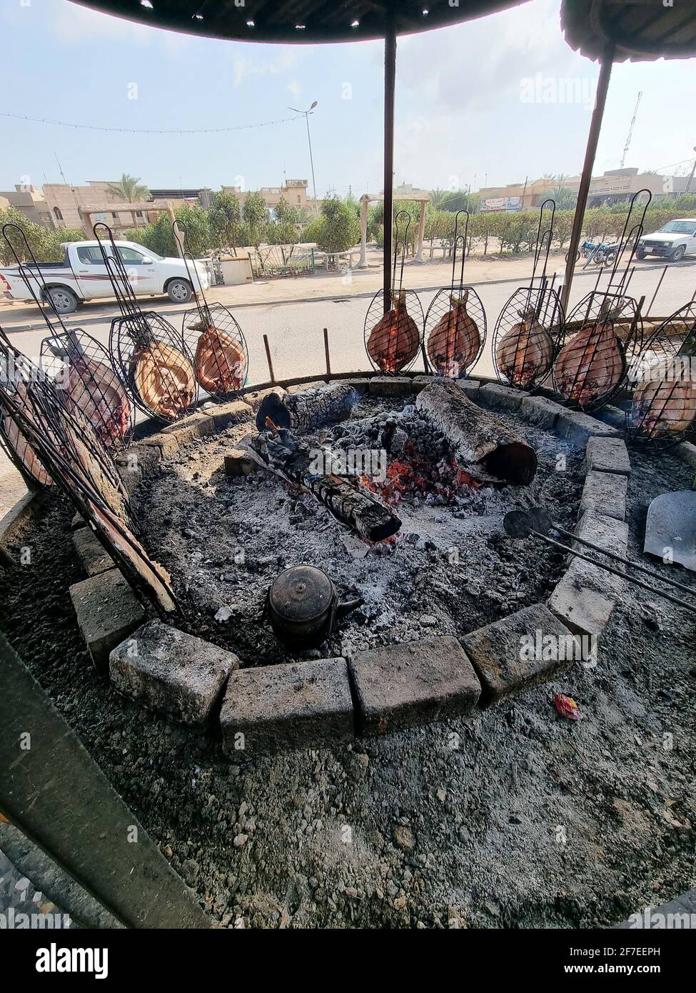 basra, Iraq - april 27, 2020: photo fish grill in the street of basra ...