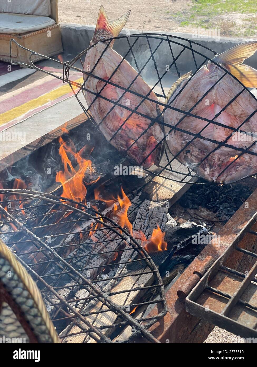 basra, Iraq - april 27, 2020: photo fish grill in the street of basra ...