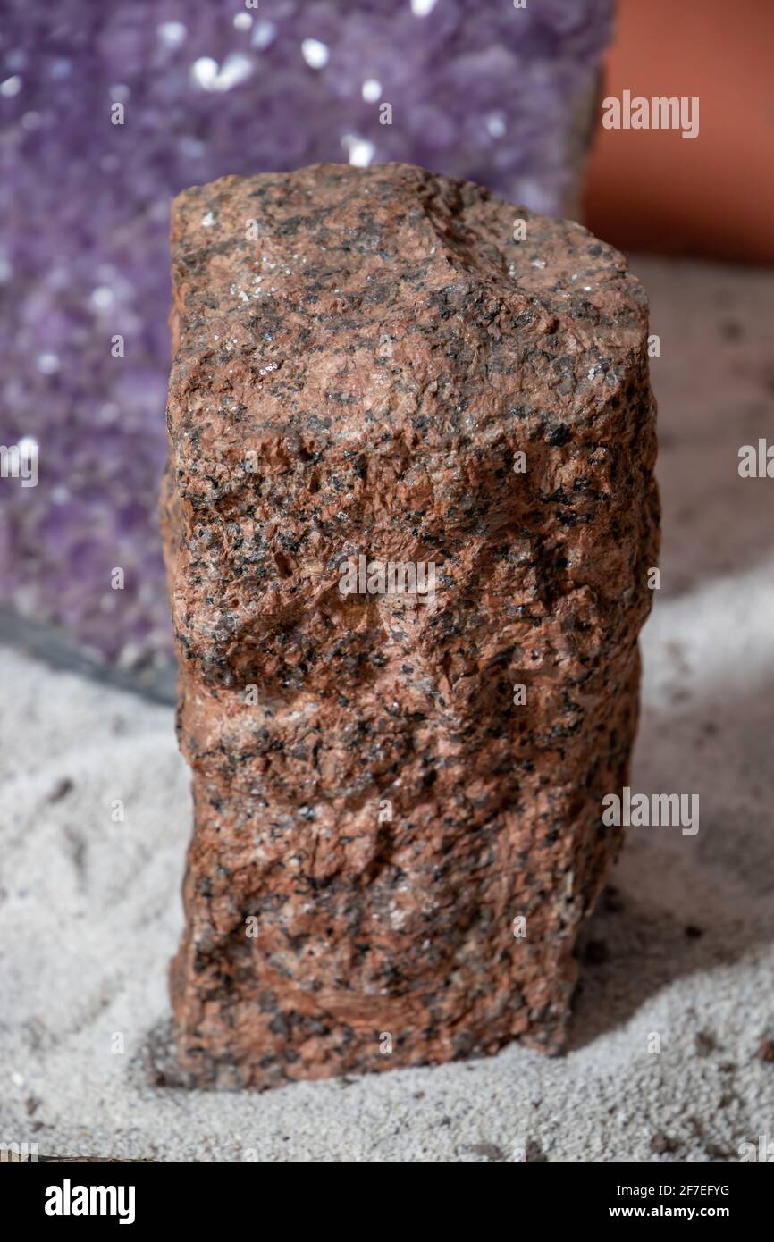 Brown rock with small dark crystals and selective focus Stock Photo - Alamy