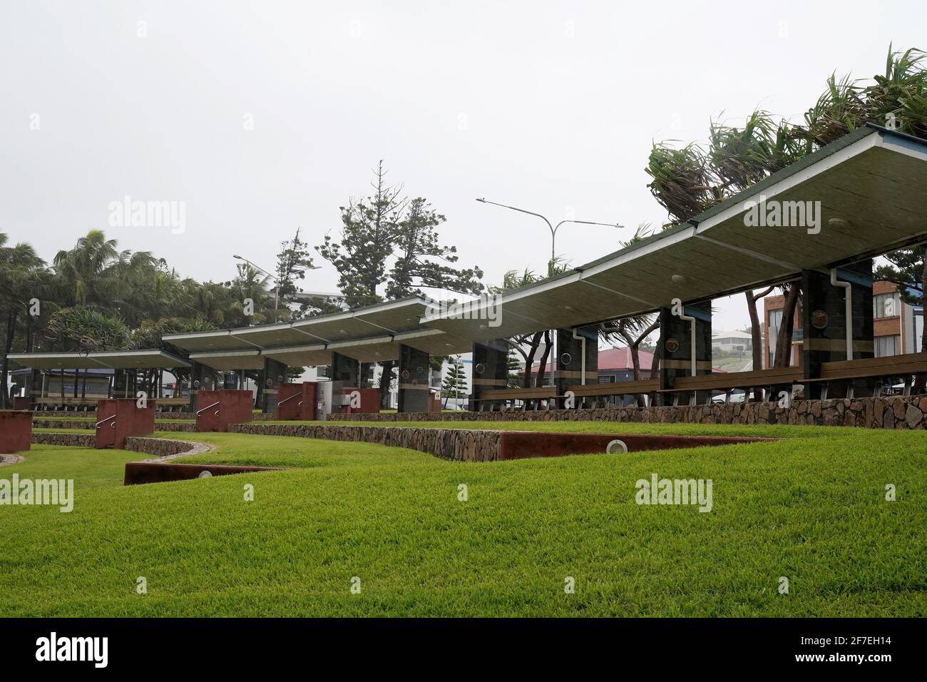 Wet and rainy day - Rock wall terraced seating for outdoor ...