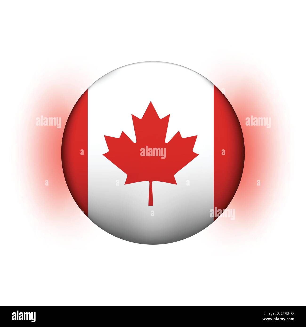 Glass light ball with flag of Canada. Round sphere, template icon ...