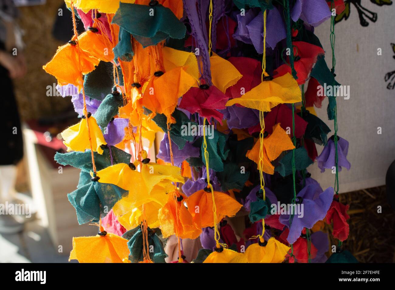 Pieces of colored tissue a large number of colorful scraps of fabric ...