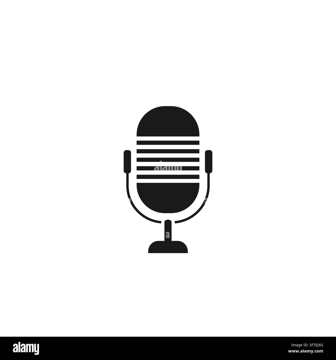 black microphone icon. linear button. radio, podcast logo. Audio ...