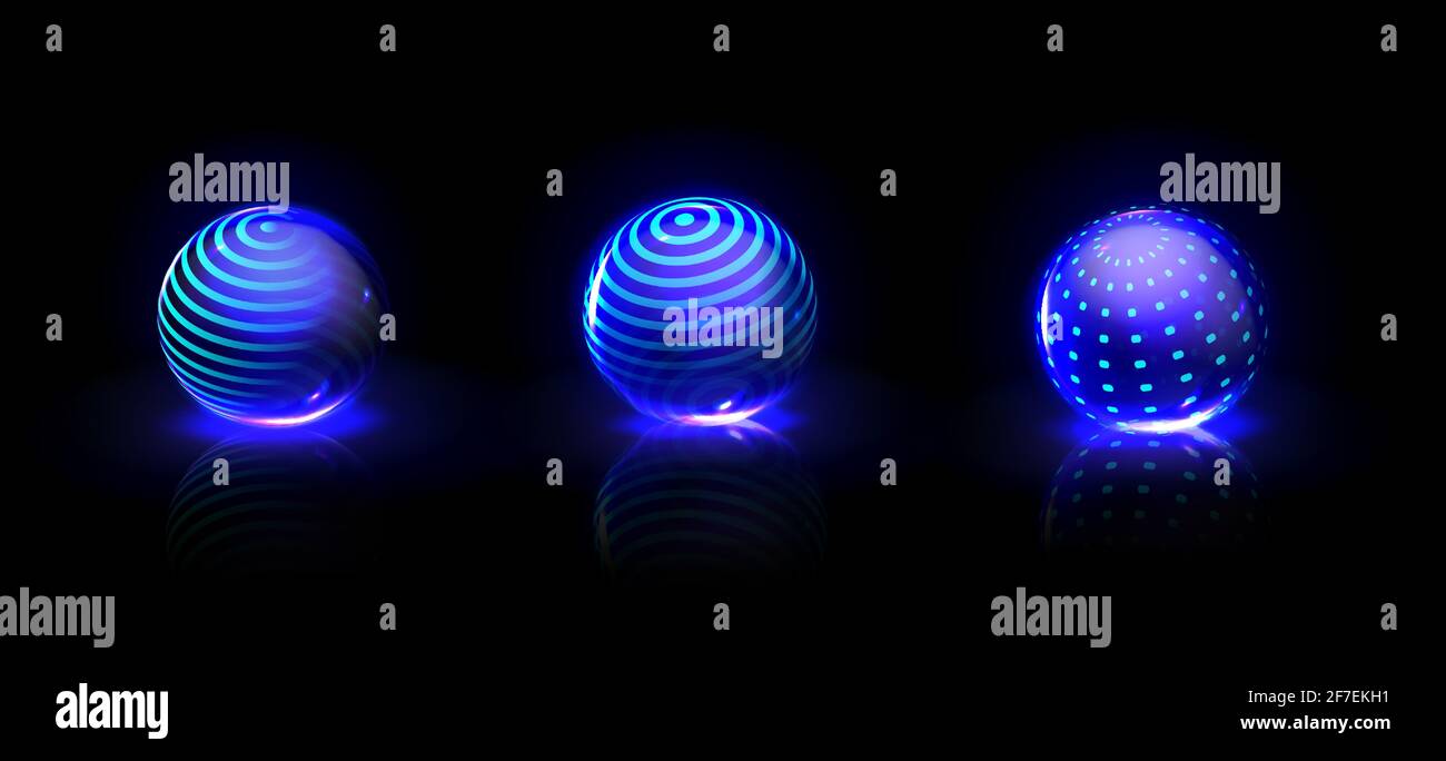 Energy bubble shields, protection force fields. Vector realistic set of ...