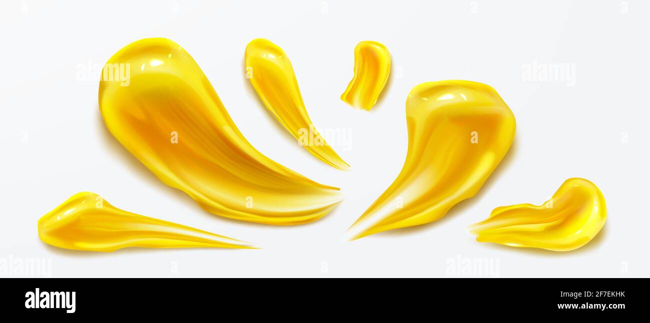 Yellow brush strokes, liquid paint smears, smooth textured abstract ...