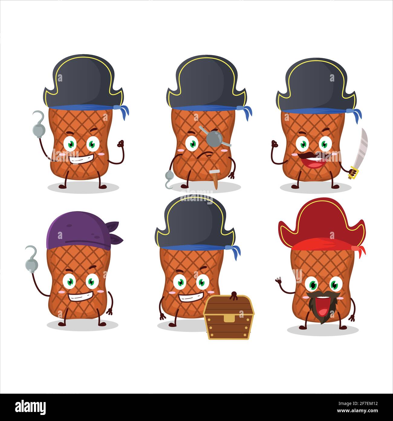Cartoon character of beef with various pirates emoticons. Vector ...