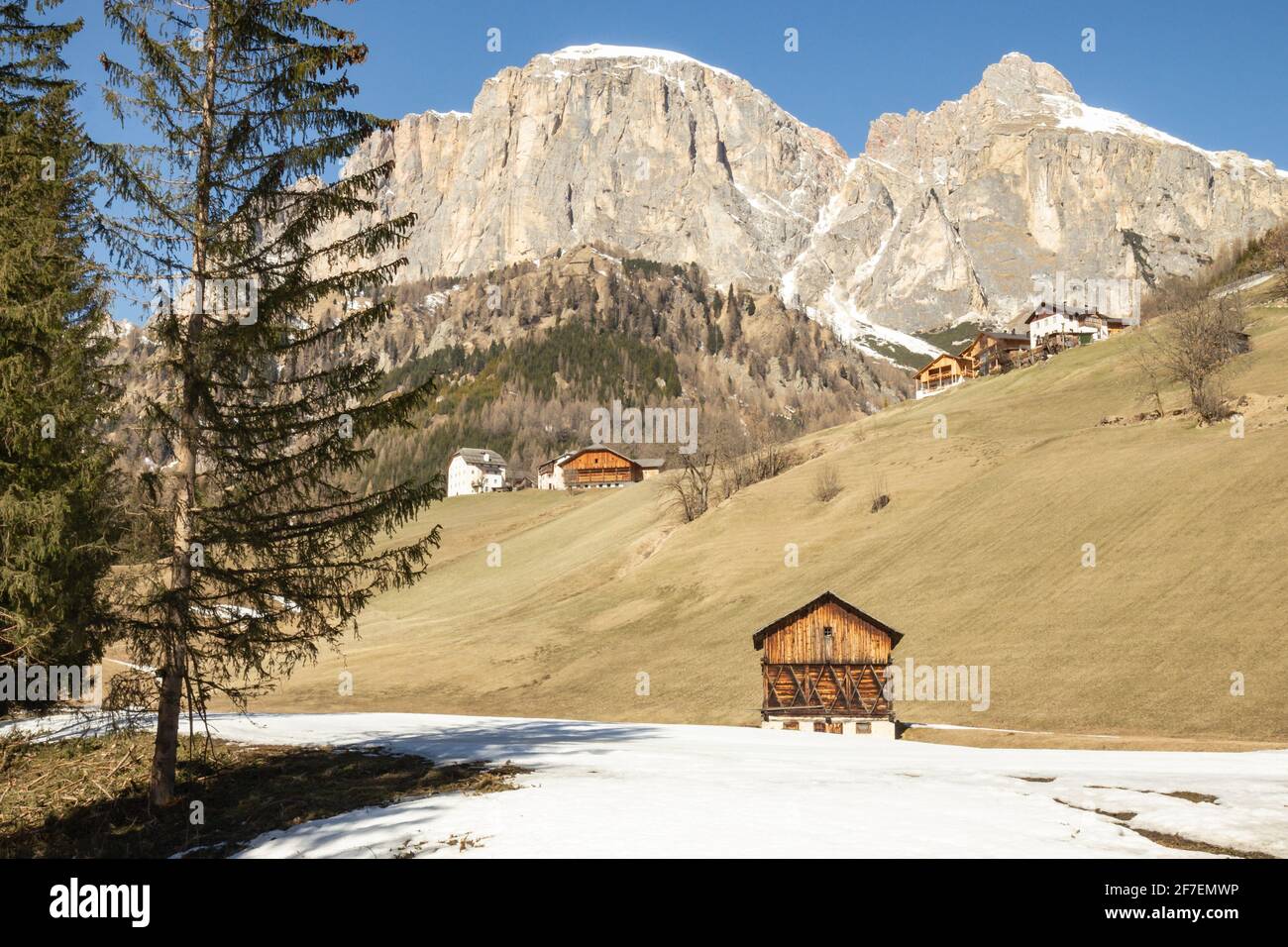 Old wooden barn in the Alps near Corvara Stock Photo - Alamy