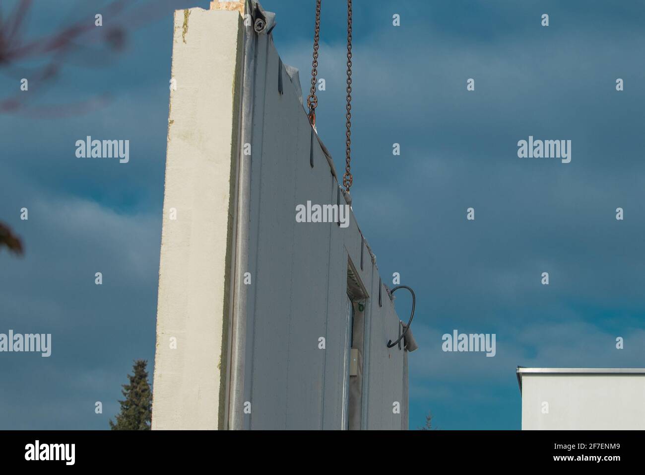 Building a prefabricated wooden house - raising or hoisting house ...