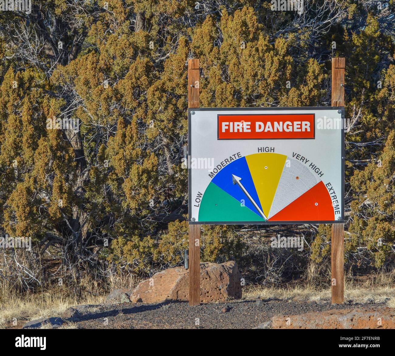 Fire Danger Sign in the forest of White Mountains near Show Low ...