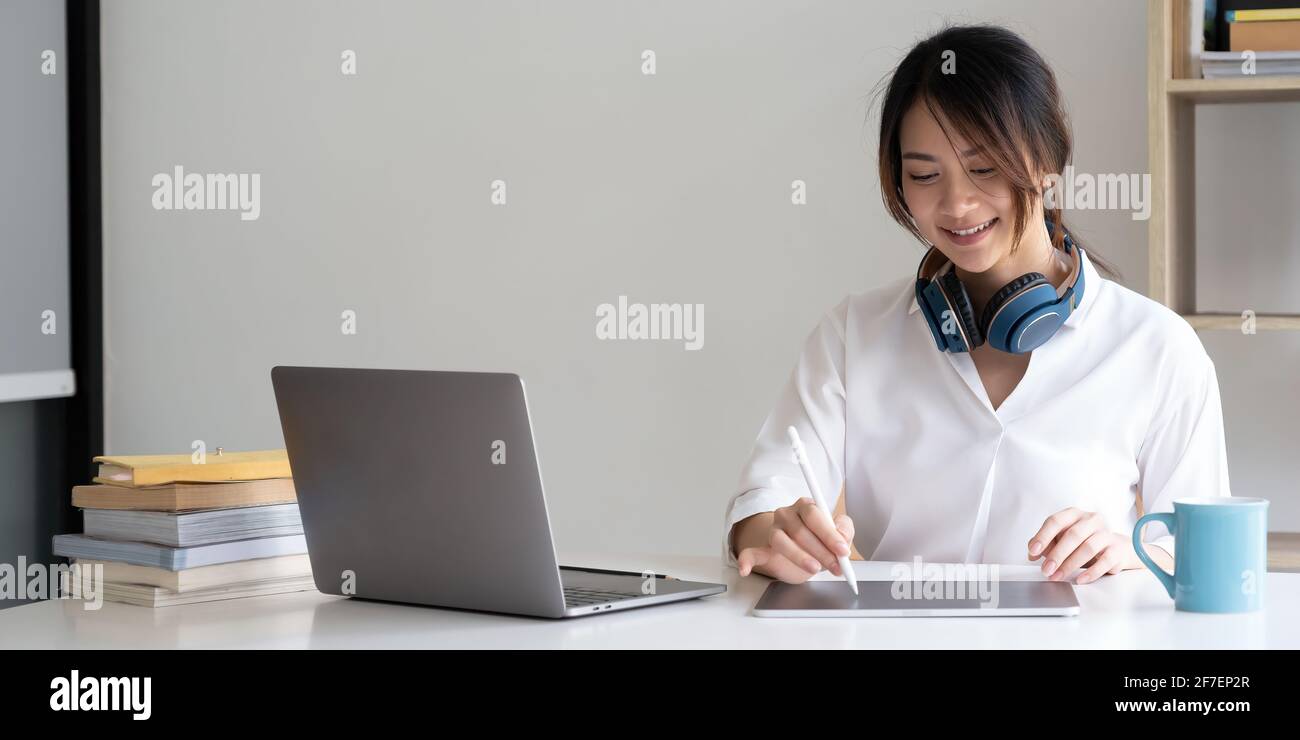 User experience concept. Creative Web Designer sketching application ...