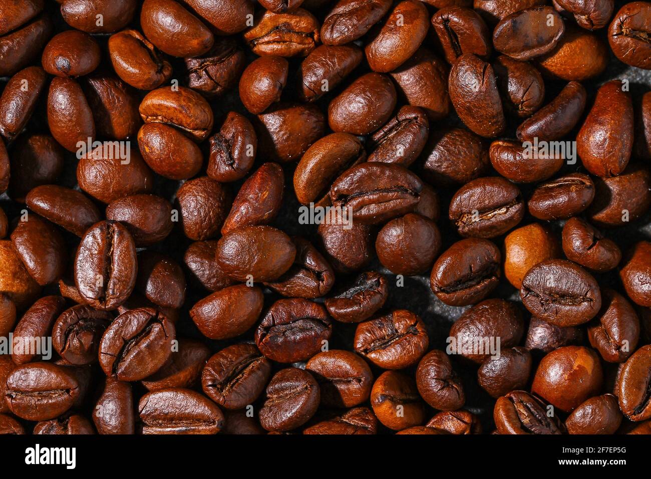 Roasted brown coffee beans. Top view. Coffee background texture Stock ...