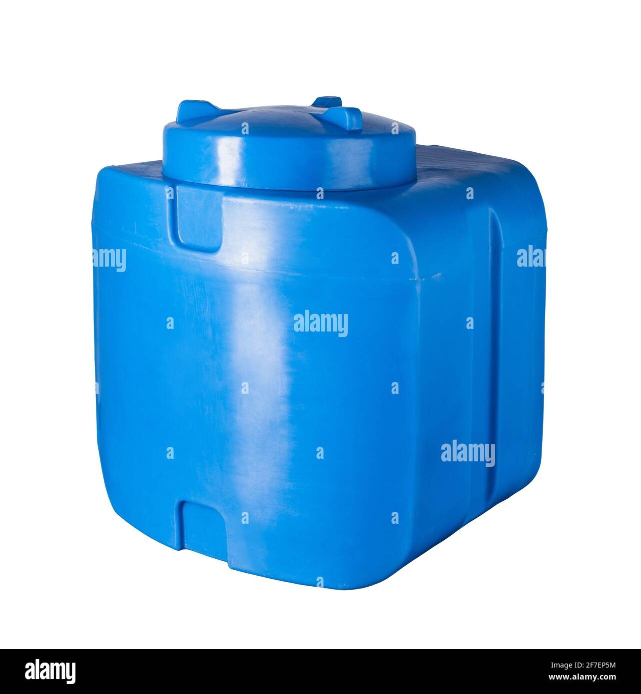 Blue plastic water tank isolated on white Stock Photo - Alamy