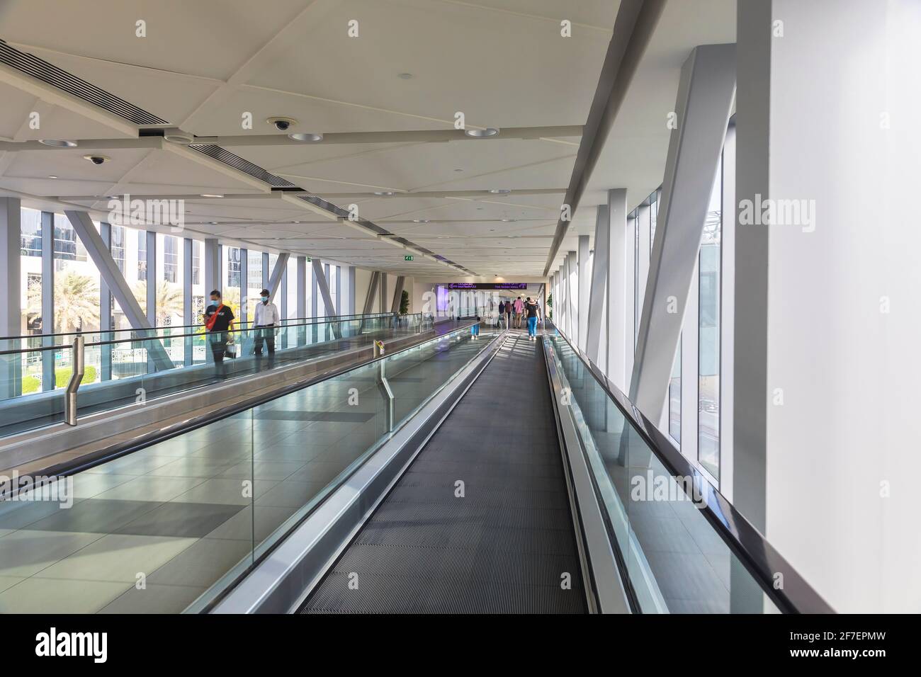 Dubai, UAE - March 04, 2021: Elevated walkway leading to Dubai Mall ...