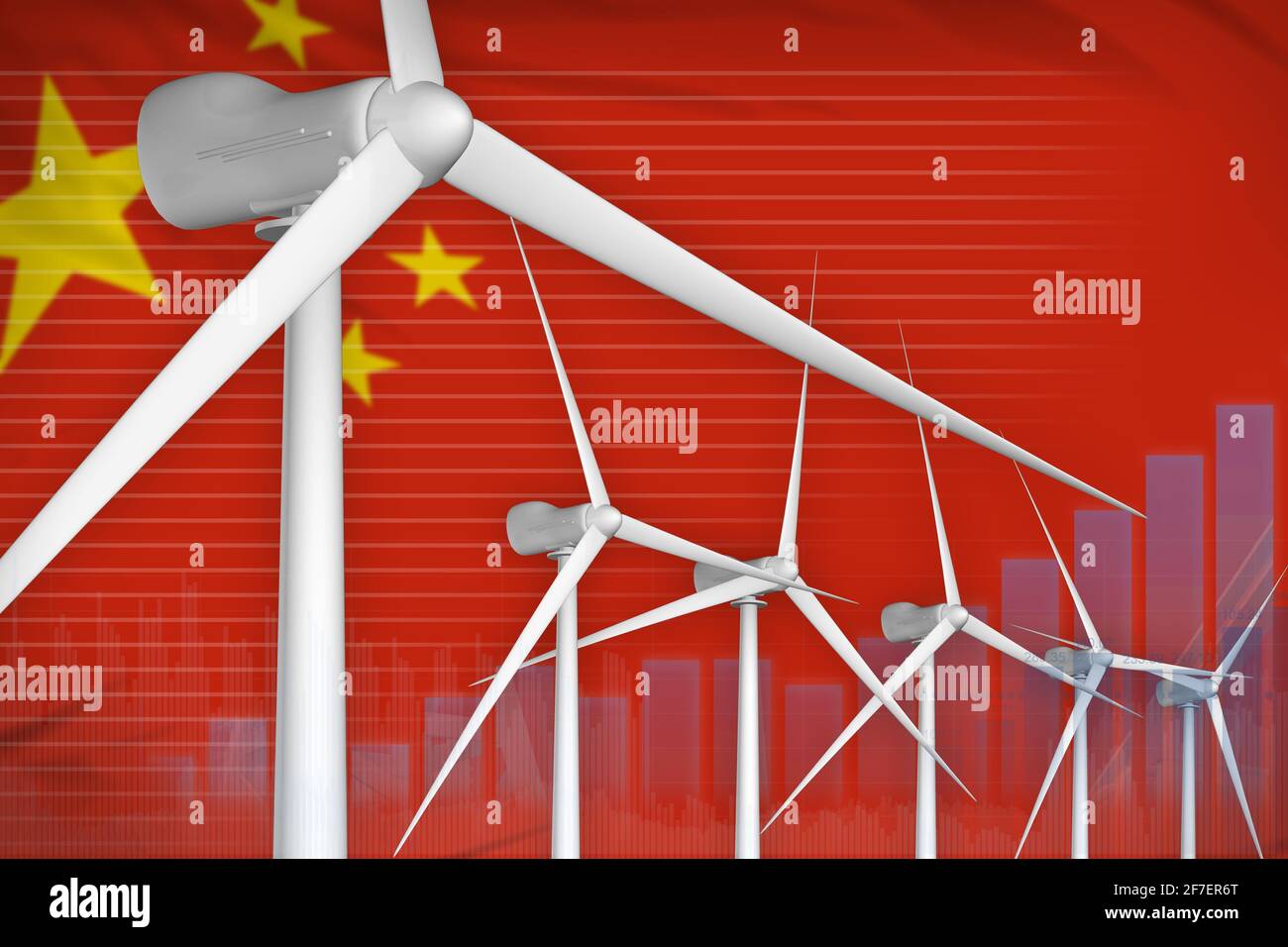 China wind energy power digital graph concept - modern energy ...