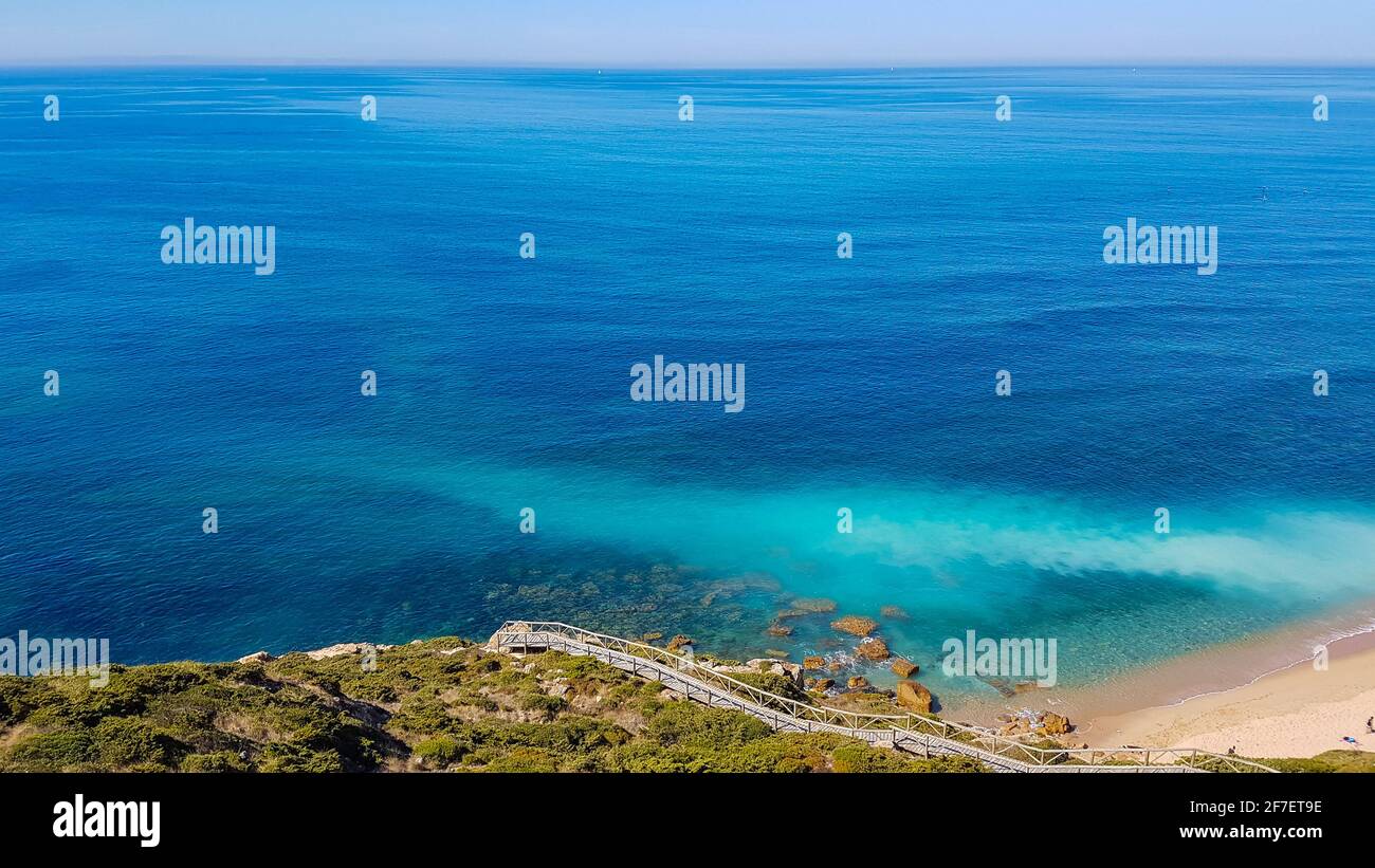 Beautiful landscape. Top view to amazing Atlantic Ocean shore ...
