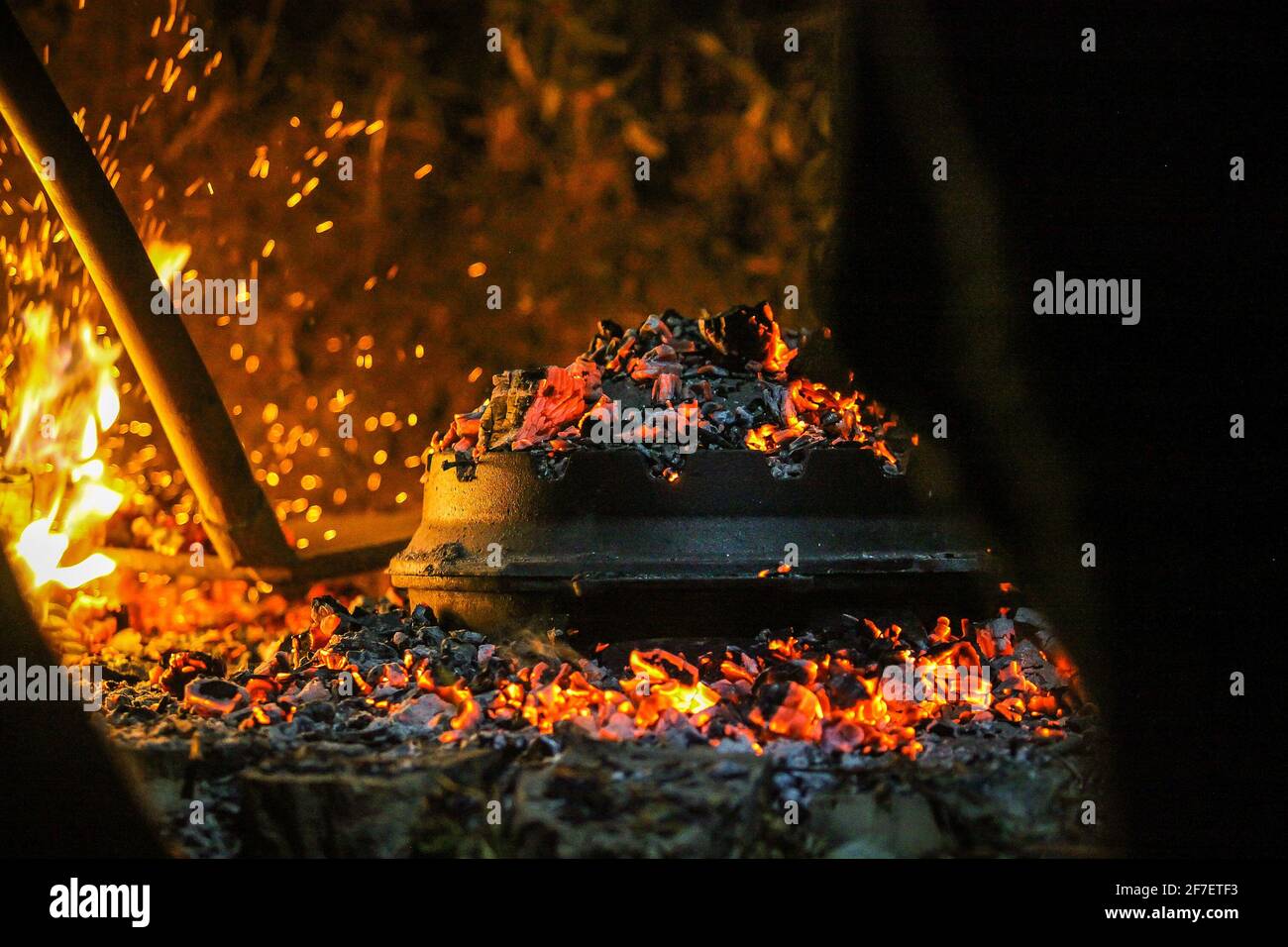 Cooking traditional balkan turkish bosnian dalmatian meal Peka in metal ...