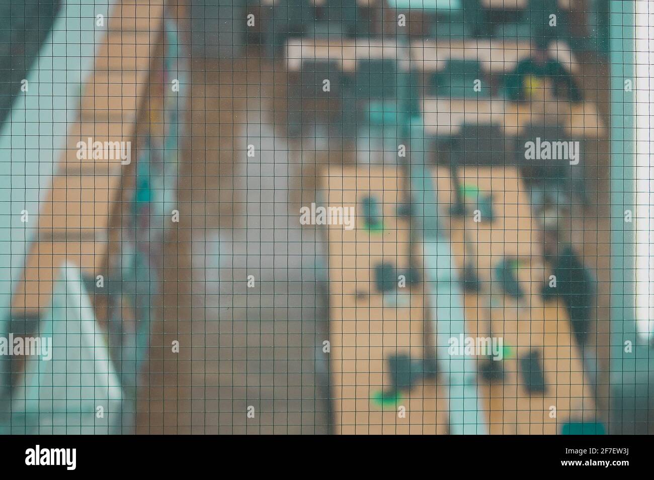 Overhead view of a library or reading room in soft focus, looking ...