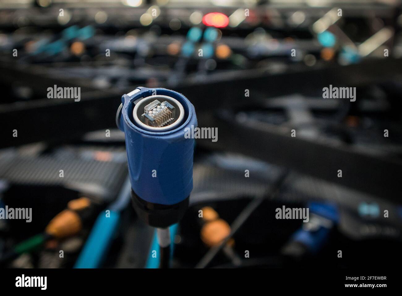 Detail of a UTP or signal connector on rear portion of a LED LCD wall ...