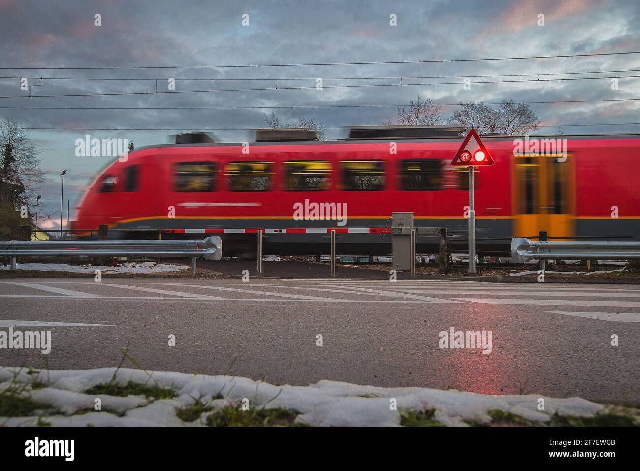 Barriers on a brand new train grade crossing for pedestrians have just ...