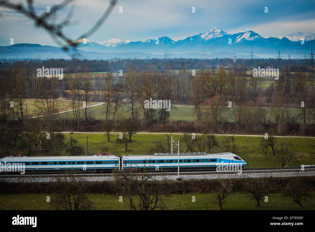 Tilting passenger train or express train, high speed train driving ...