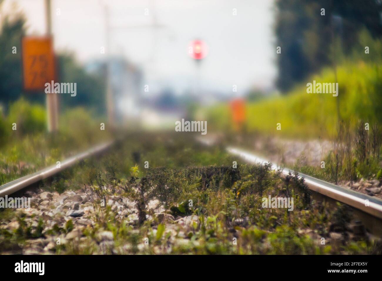 Poor condition of mainline train tracks. Heavy gauge normal train ...