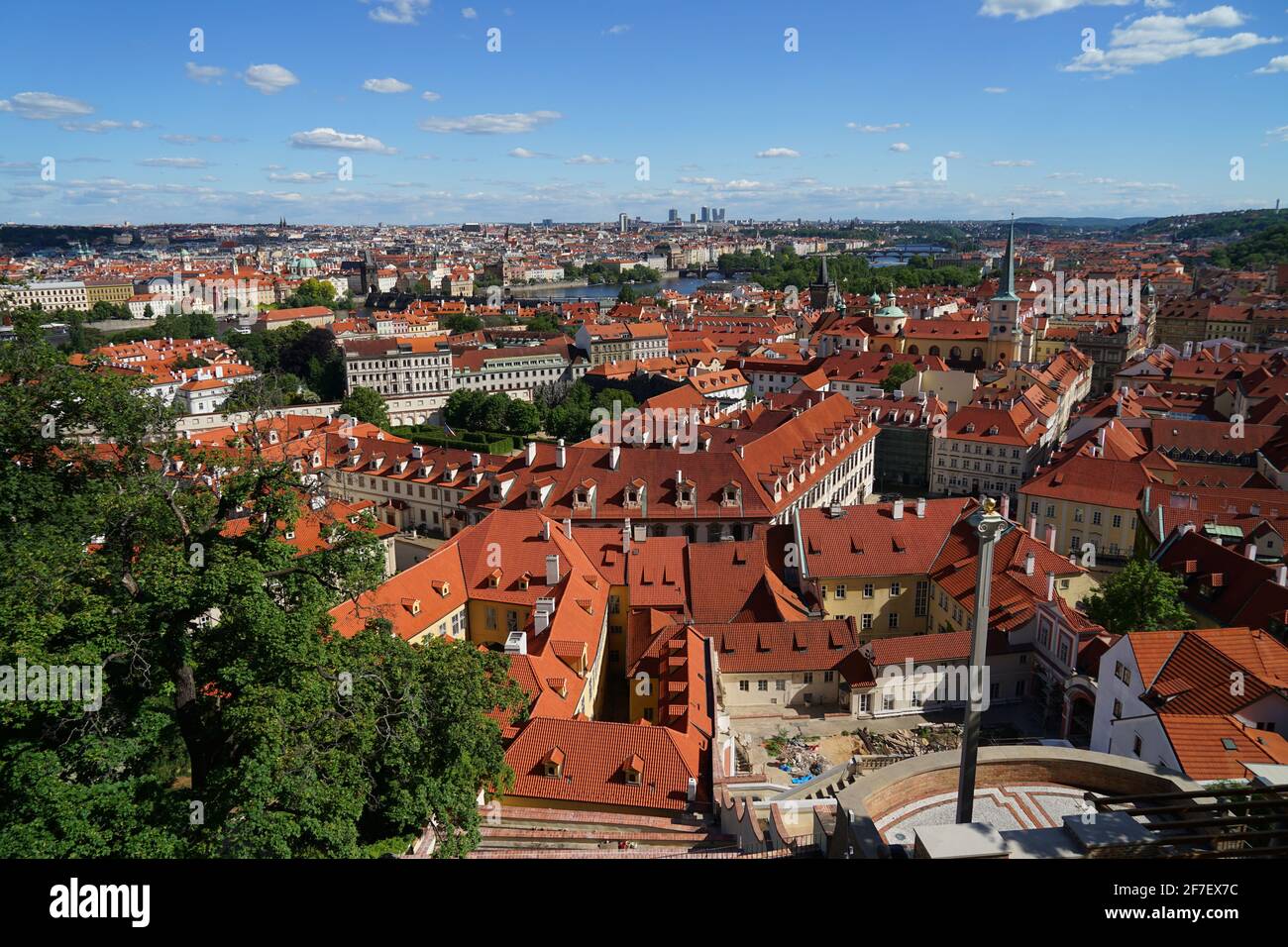 Prague city center panoramic aerial view from Prague Castle Stock Photo ...