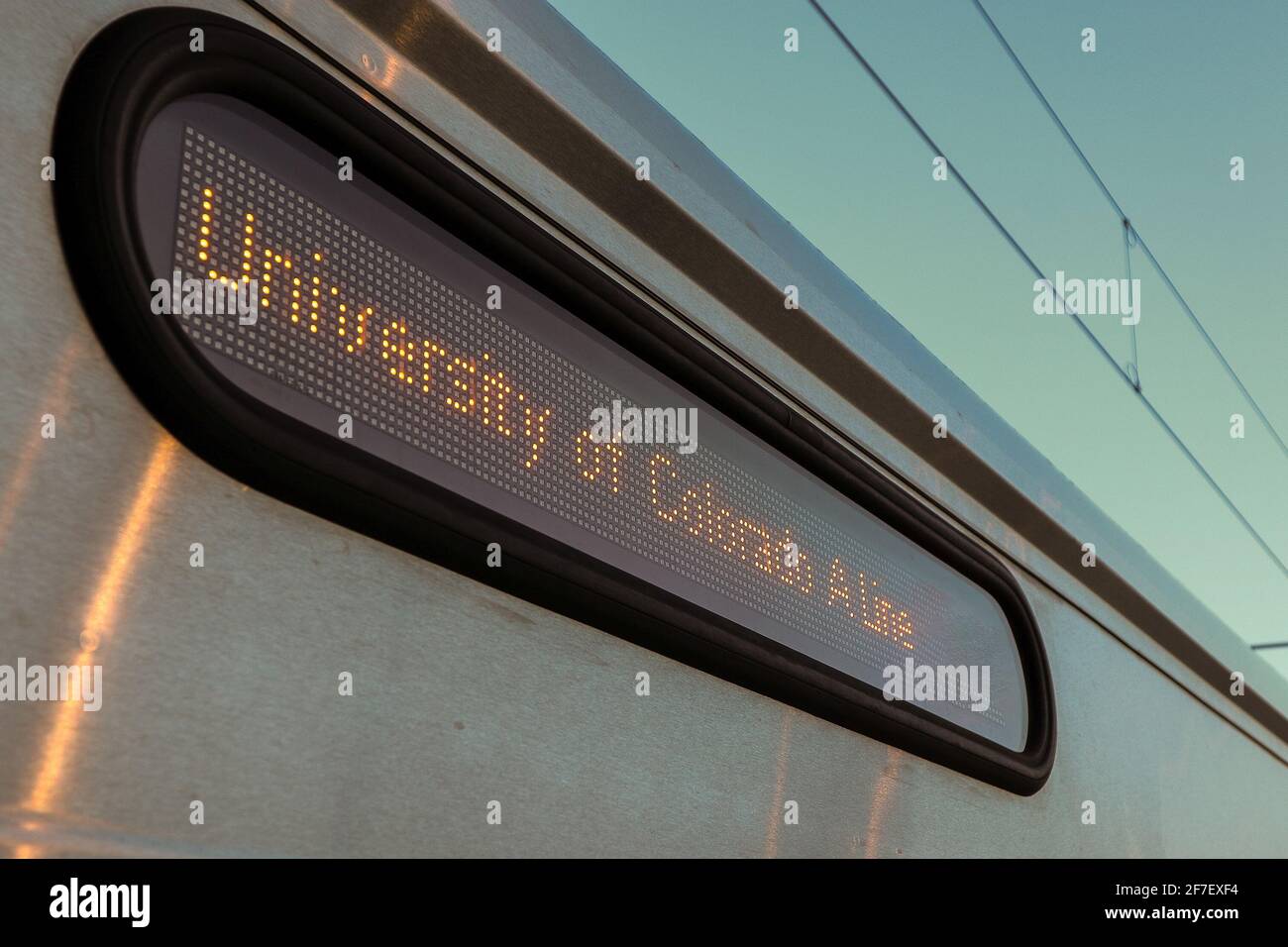 LED LCD direction panel mounted on a train in Denver USA Stock Photo ...