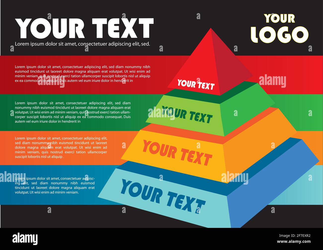 Pyramid diagram with layout and area for own copy Stock Vector Image ...