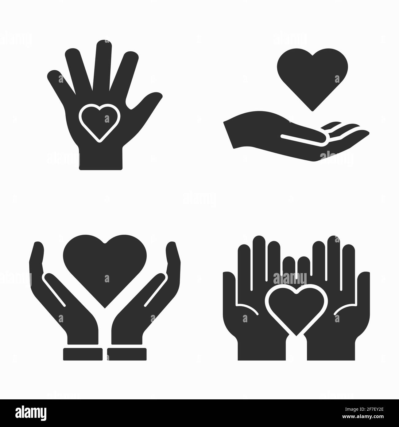 Charity and volunteer icons set isolated on white background Stock ...