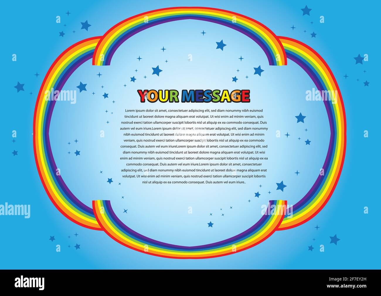 Layout border design with colorful rainbows and own area for text ...