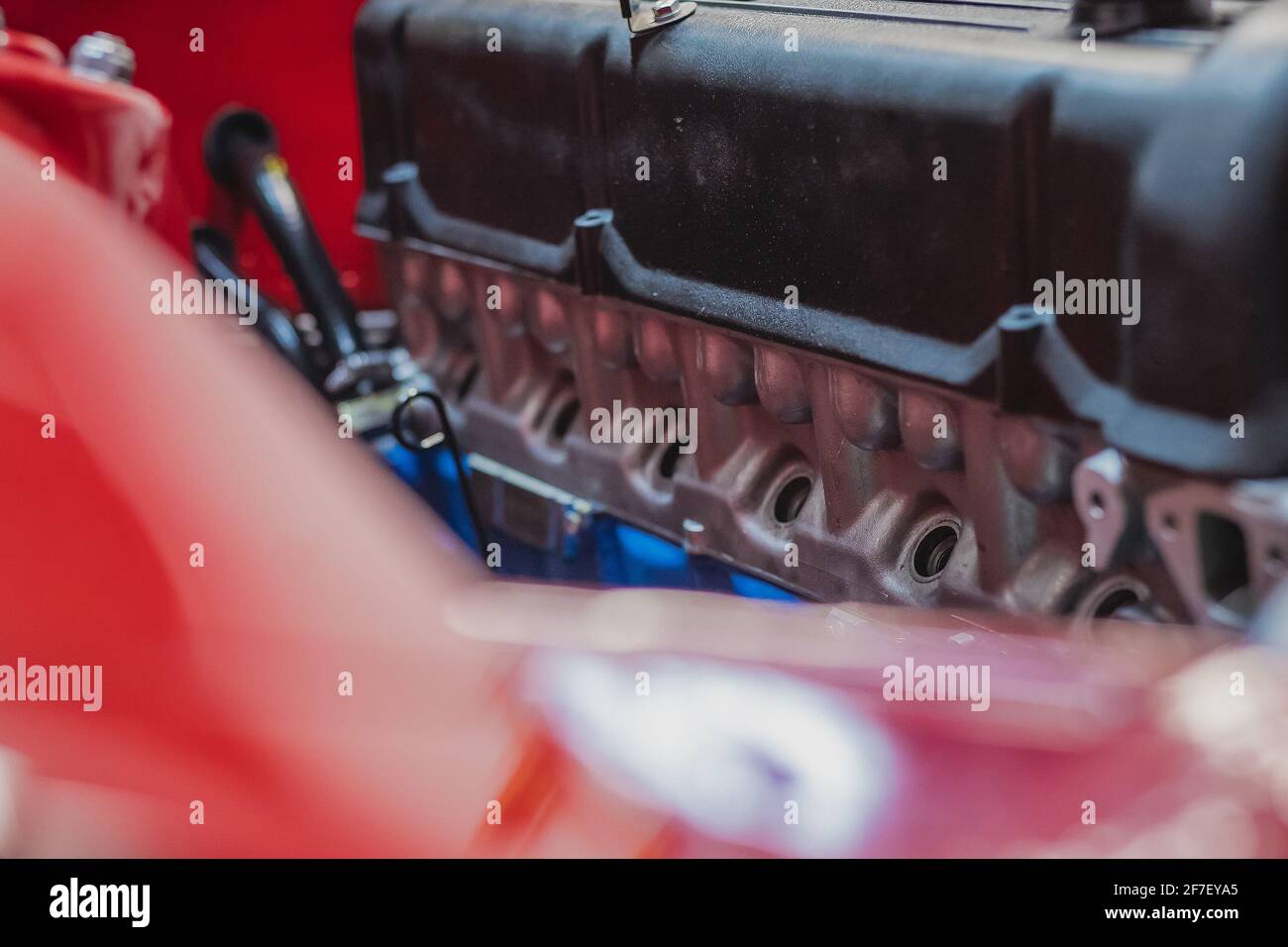 Old vintage six 6 cylinder engine is waiting for a new set of ...