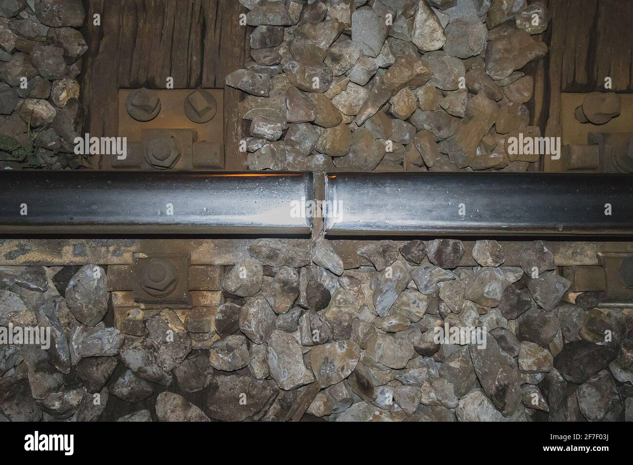 Broken or cracked rail or railway track due to cold temperatures at ...