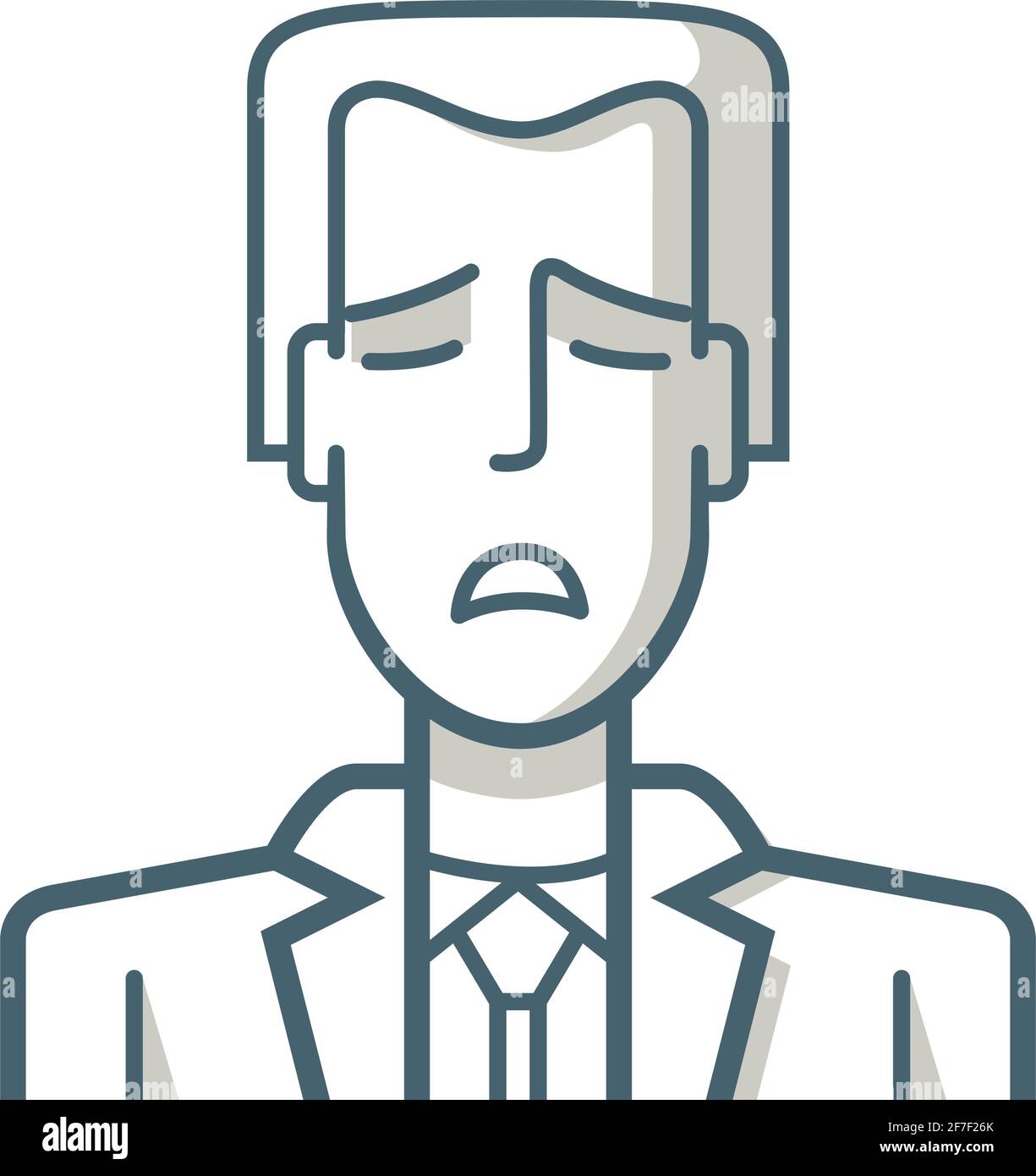 Illustration of a young businessman with a sad expression. The drawing ...