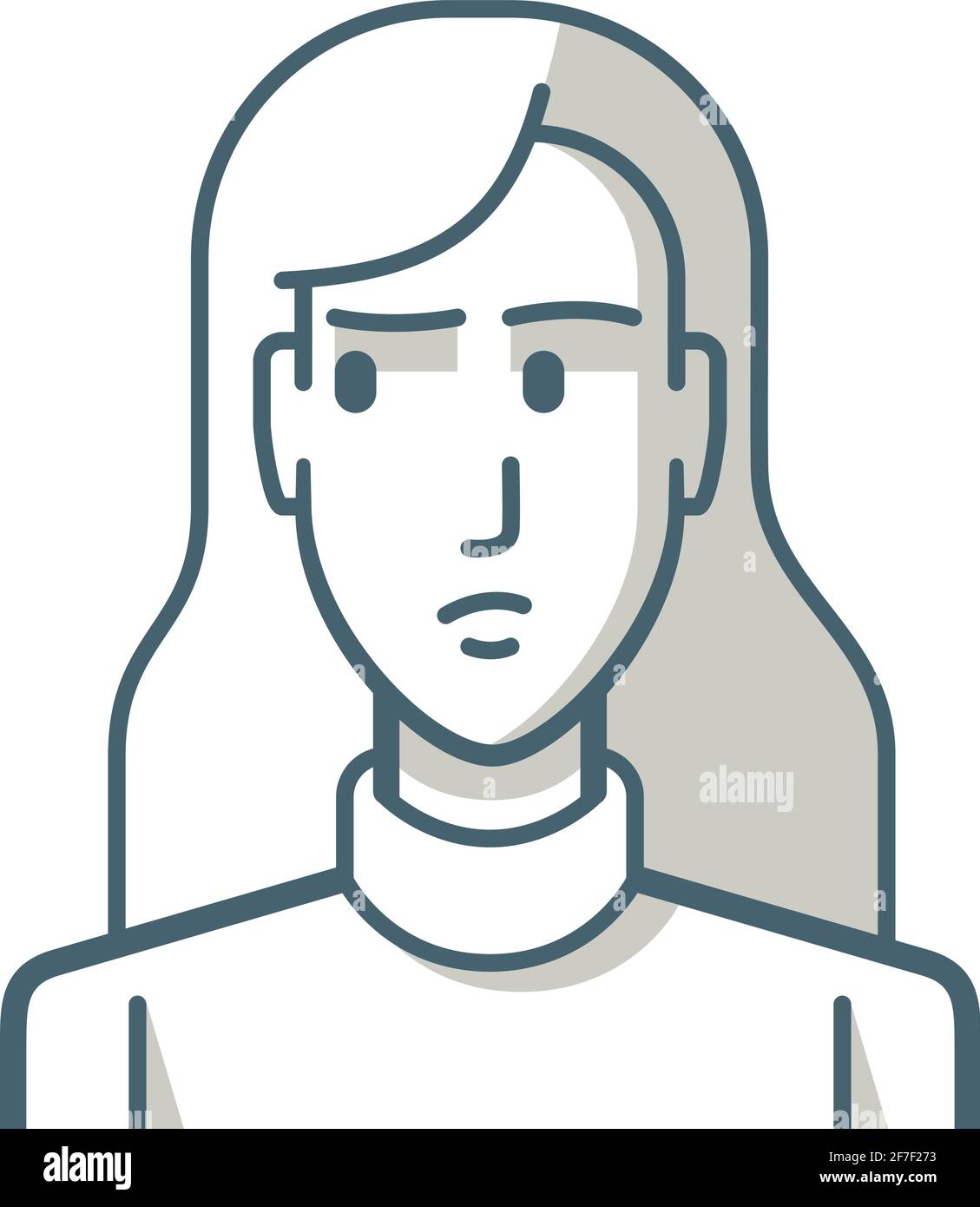 Illustration of a young woman with a distrustful expression. The ...