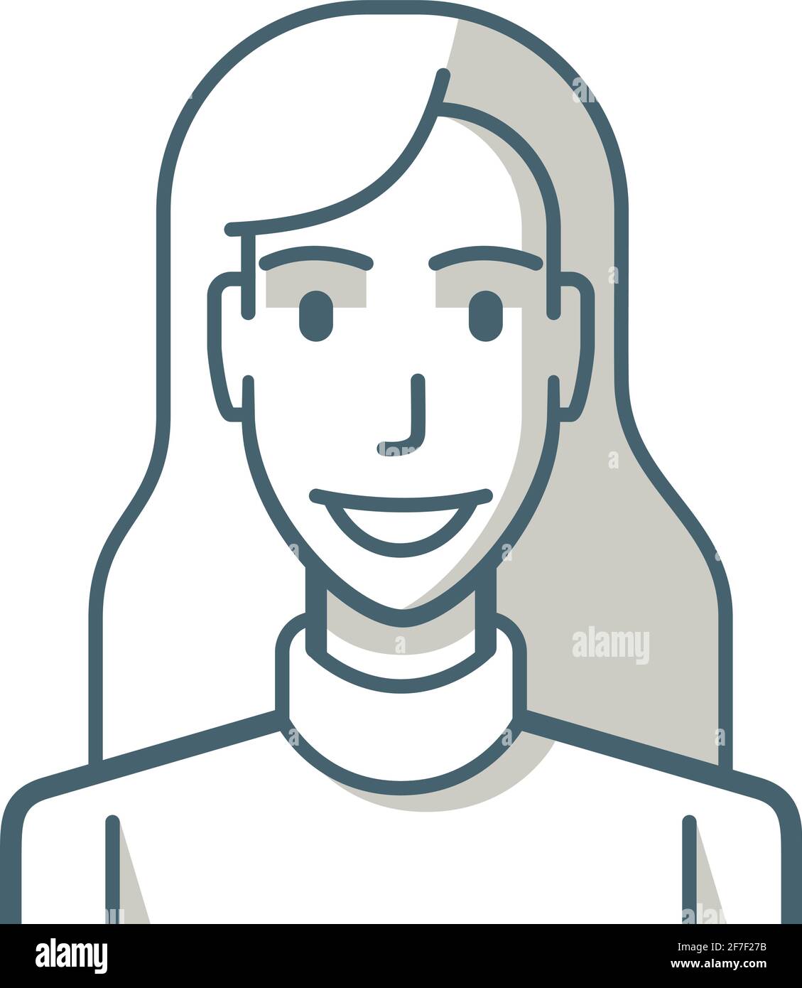Illustration of a young woman with a happy expression. The drawing is ...