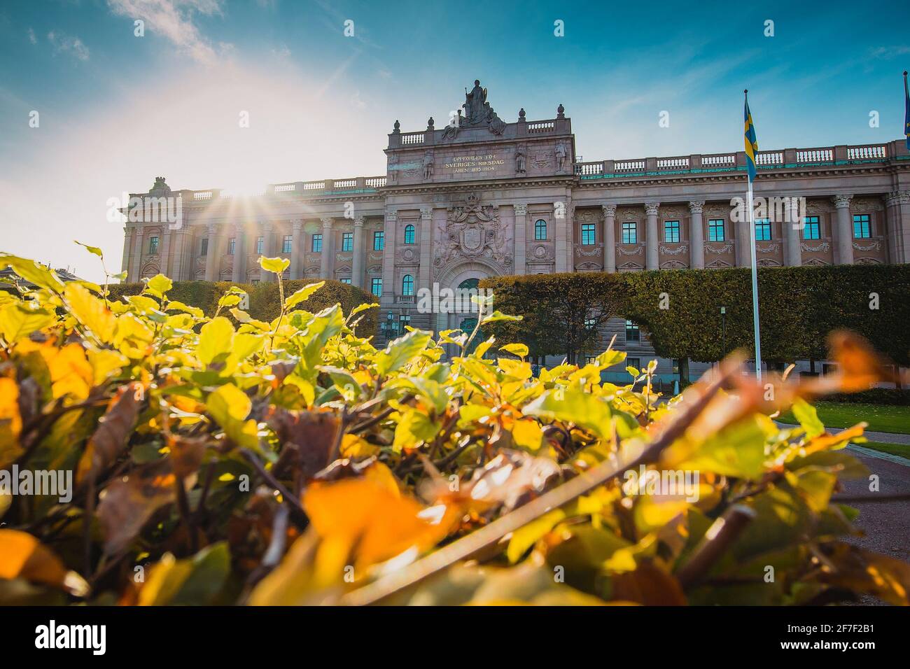 Swedish parliament house Riksdag, with its neoclassical facade in ...