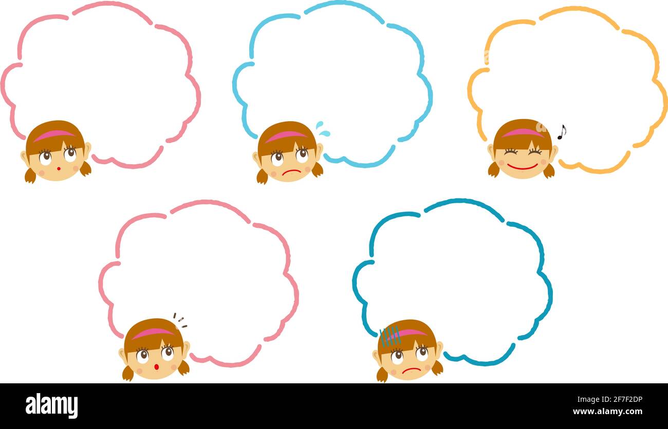 Girl’s face and speech bubble template illustration set (various face ...