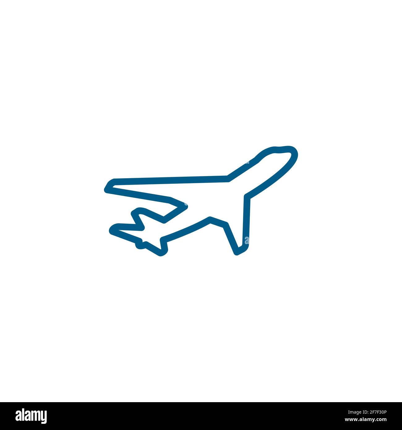 Airplane Line Blue Icon On White Background. Blue Flat Style Vector ...