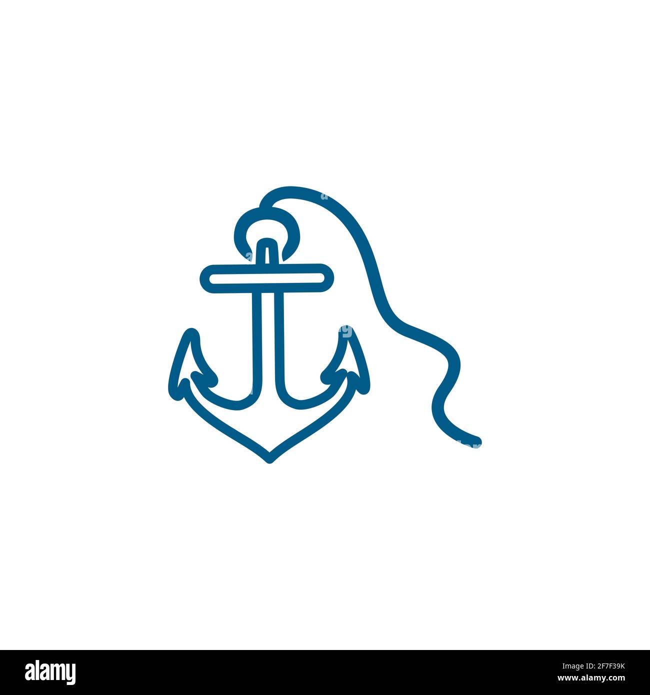 Anchor Line Blue Icon On White Background. Blue Flat Style Vector ...