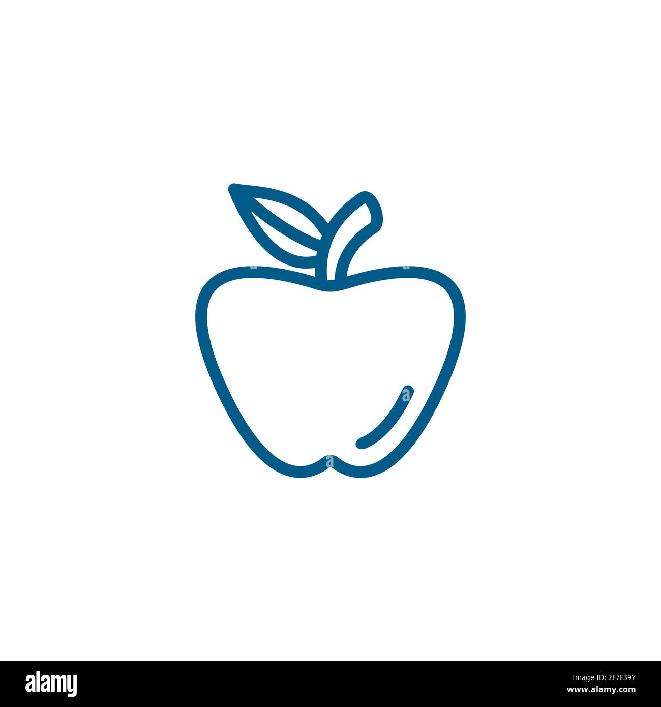 Apple Line Blue Icon On White Background. Blue Flat Style Vector ...