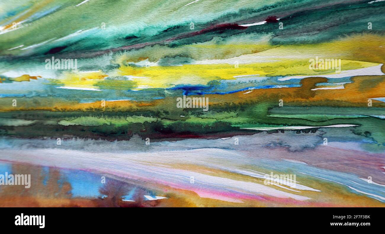 brush stroke Original watercolor painting Abstract expressionism ...