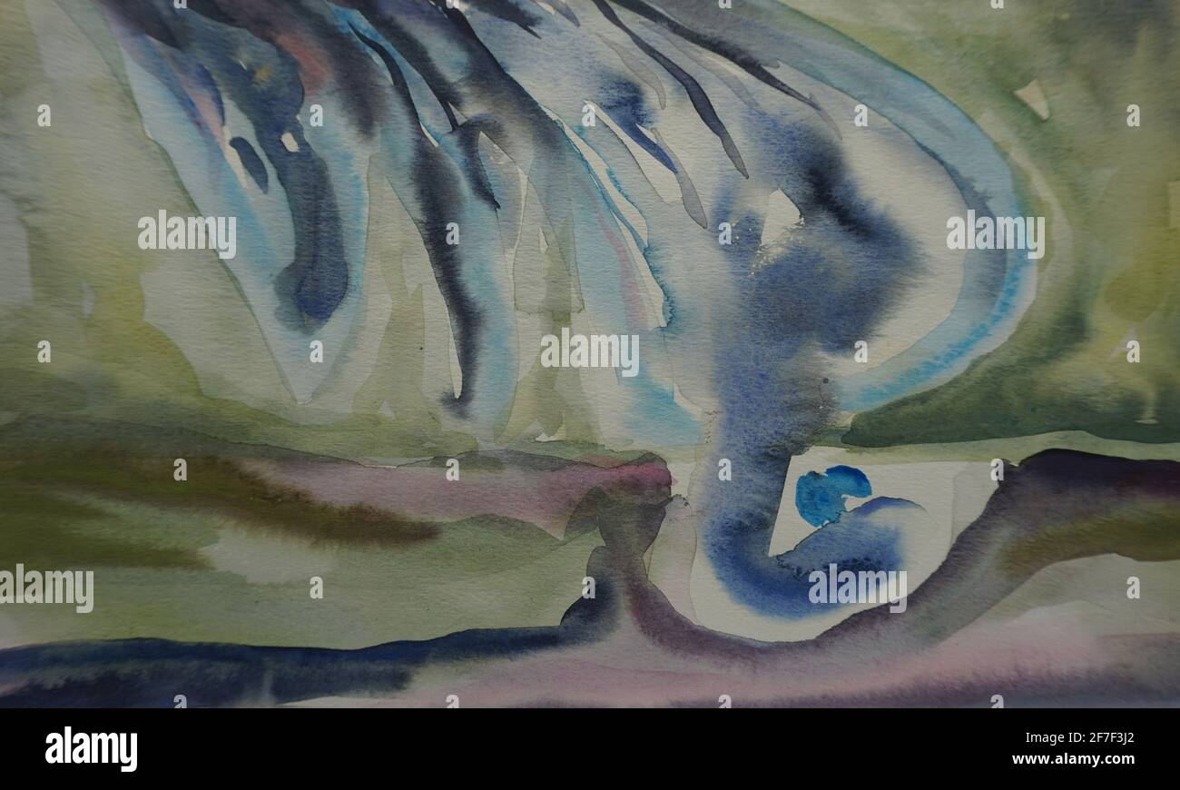 brush stroke Original watercolor painting Abstract expressionism ...