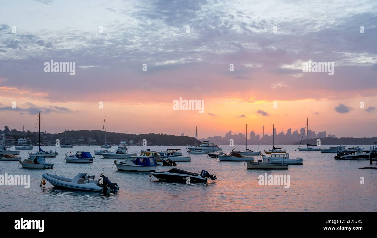 Sunset View of Sydney from Watsons Bay Stock Photo - Alamy