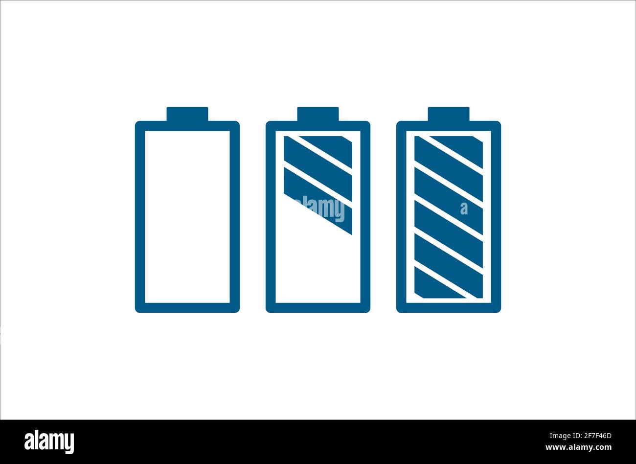 Battery Set Blue Color On White Background. Blue Flat Style Vector ...