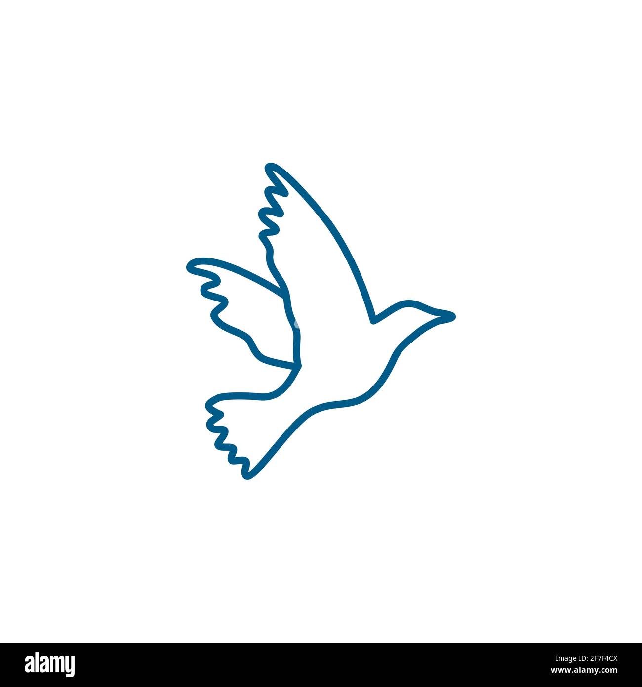 Bird Line Blue Icon On White Background. Blue Flat Style Vector ...