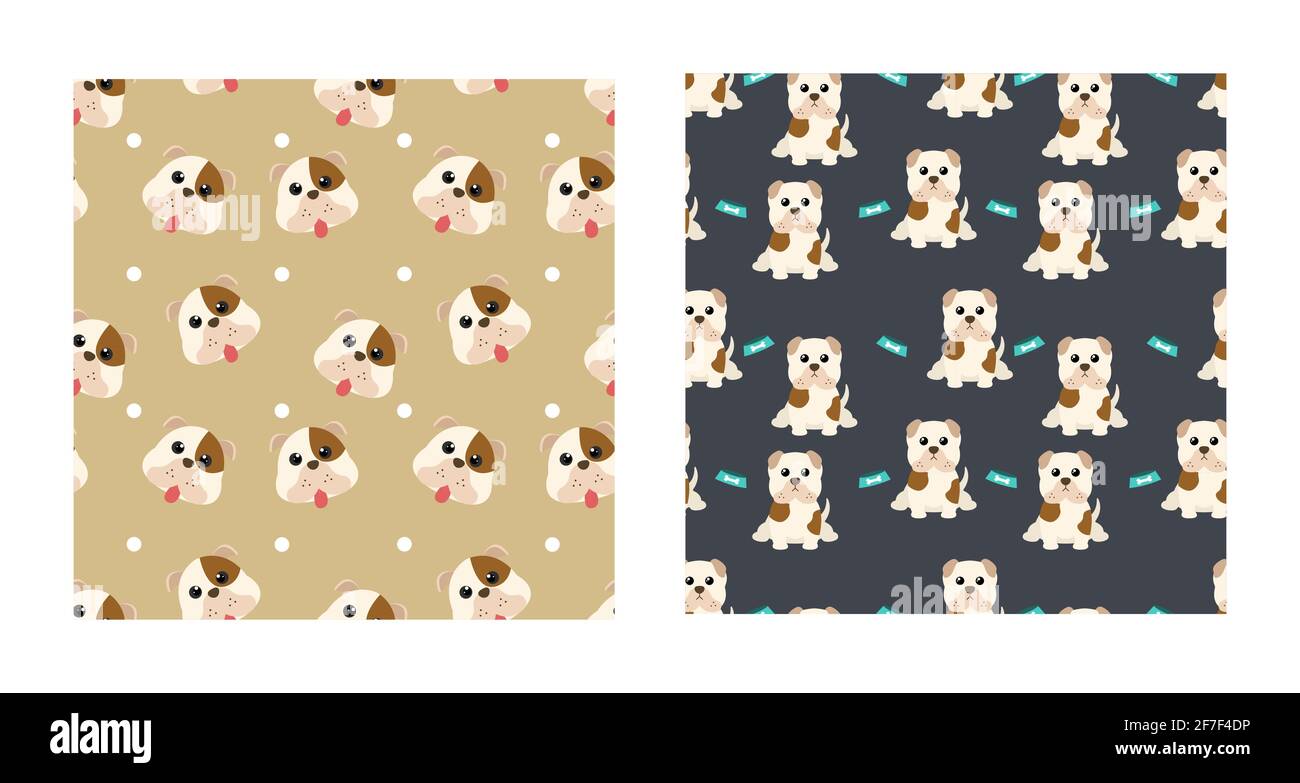 Set Character Seamless Pattern Animal Of Cute Siberian Husky Dog Can Be ...