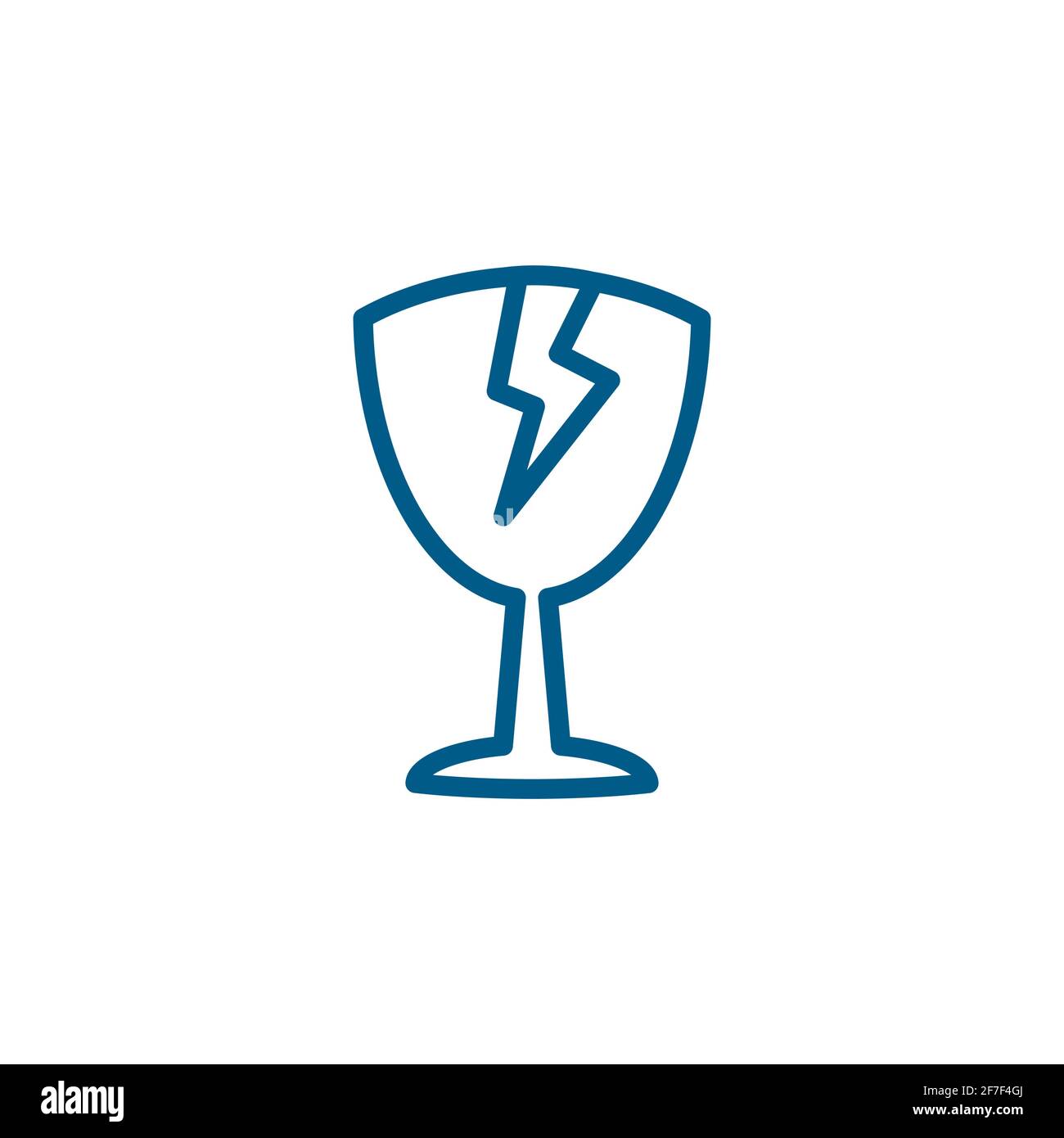 Broken Glass Line Blue Icon On White Background. Blue Flat Style Vector ...