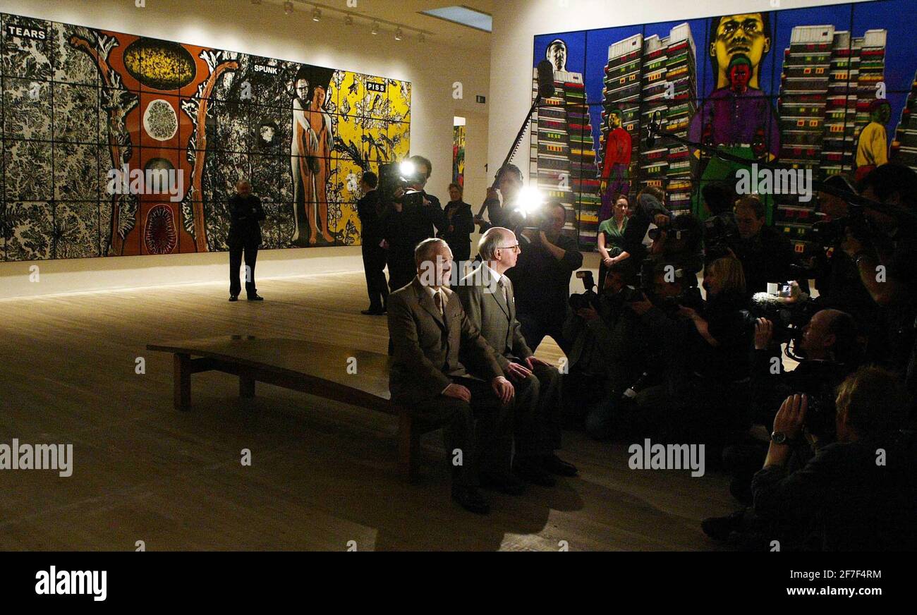 Artists Gilbert and George pose for photographers during the press ...
