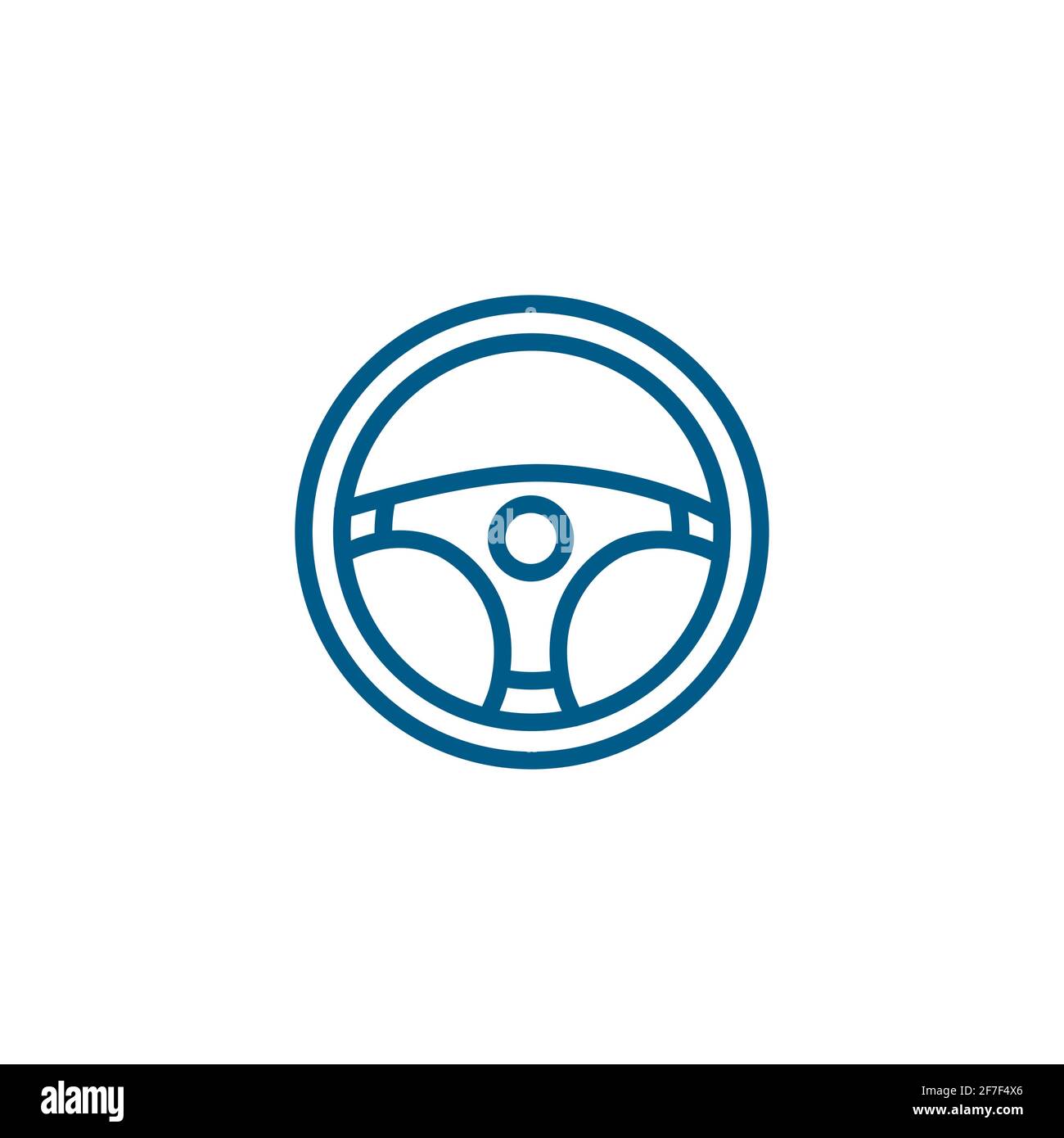 Car Steering Wheel Line Blue Icon On White Background. Blue Flat Style ...